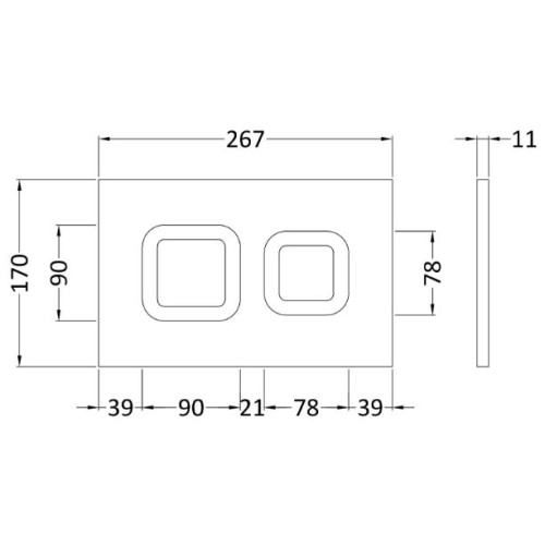 Matt Black Square Dual Push Button Plate | JTPickfords.com