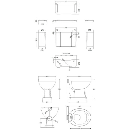 Old London Richmond Low Level Toilet & Flush Pipe Kit | JTPickfords.com