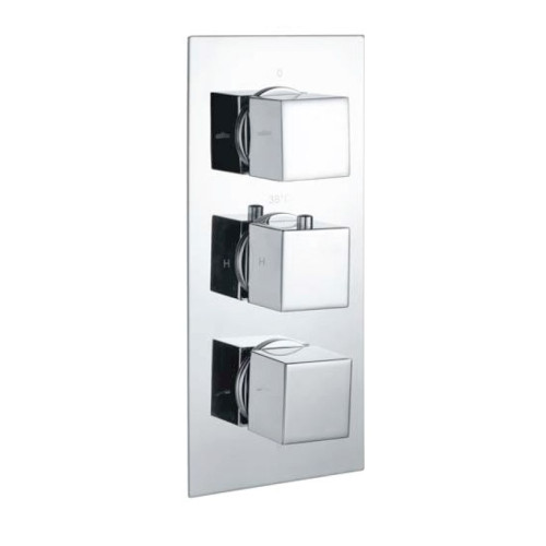 Cube Square Triple Two Outlet Thermostatic Concealed Shower Valve ...