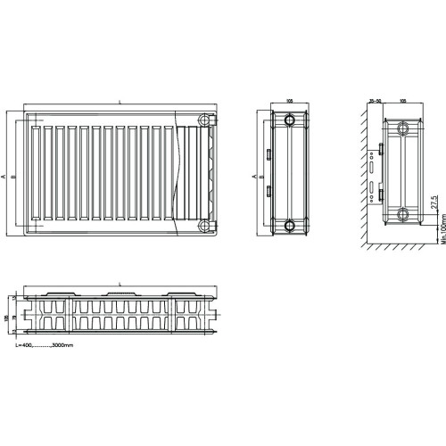 Kompact Type 22 Double-Panel Double Convector Radiator 600mm x 1200mm ...
