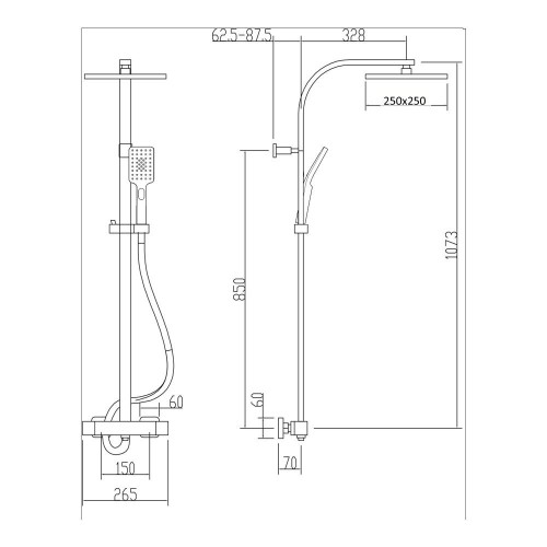 Hydro Matt Black Cool Touch Thermostatic Mixer Shower & Rigid Riser ...
