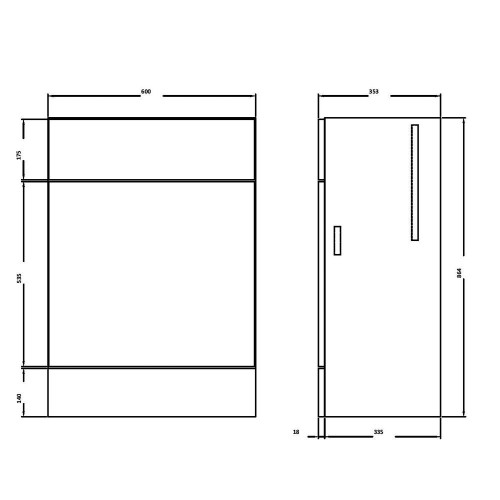 Hudson Reed Fusion White Gloss 600mm WC Unit (355mm Deep) | JTPickfords.com