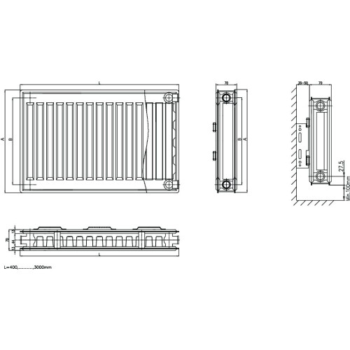 Kompact Type 21 Double-Panel Single Convector Radiator 600mm x 600mm ...