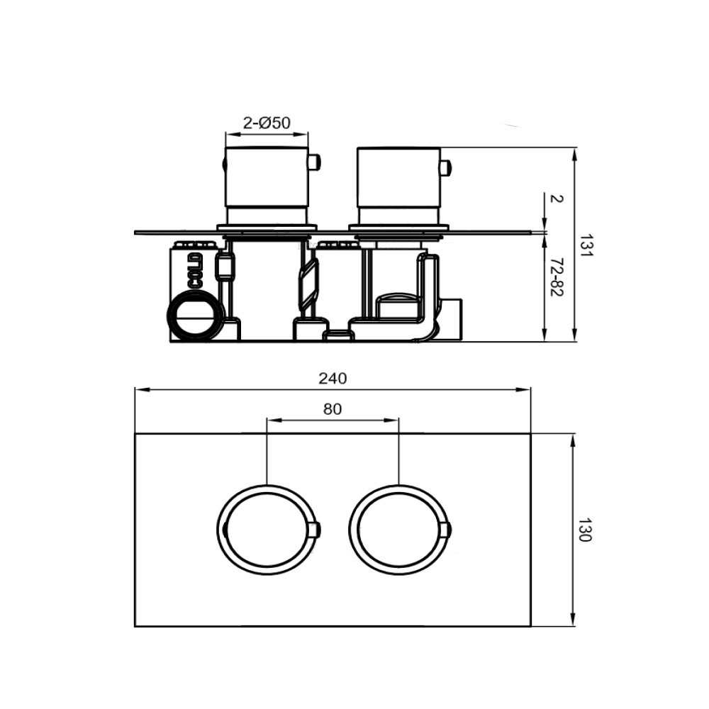 Cube Square Twin Single Outlet Thermostatic Concealed Shower Valve ...