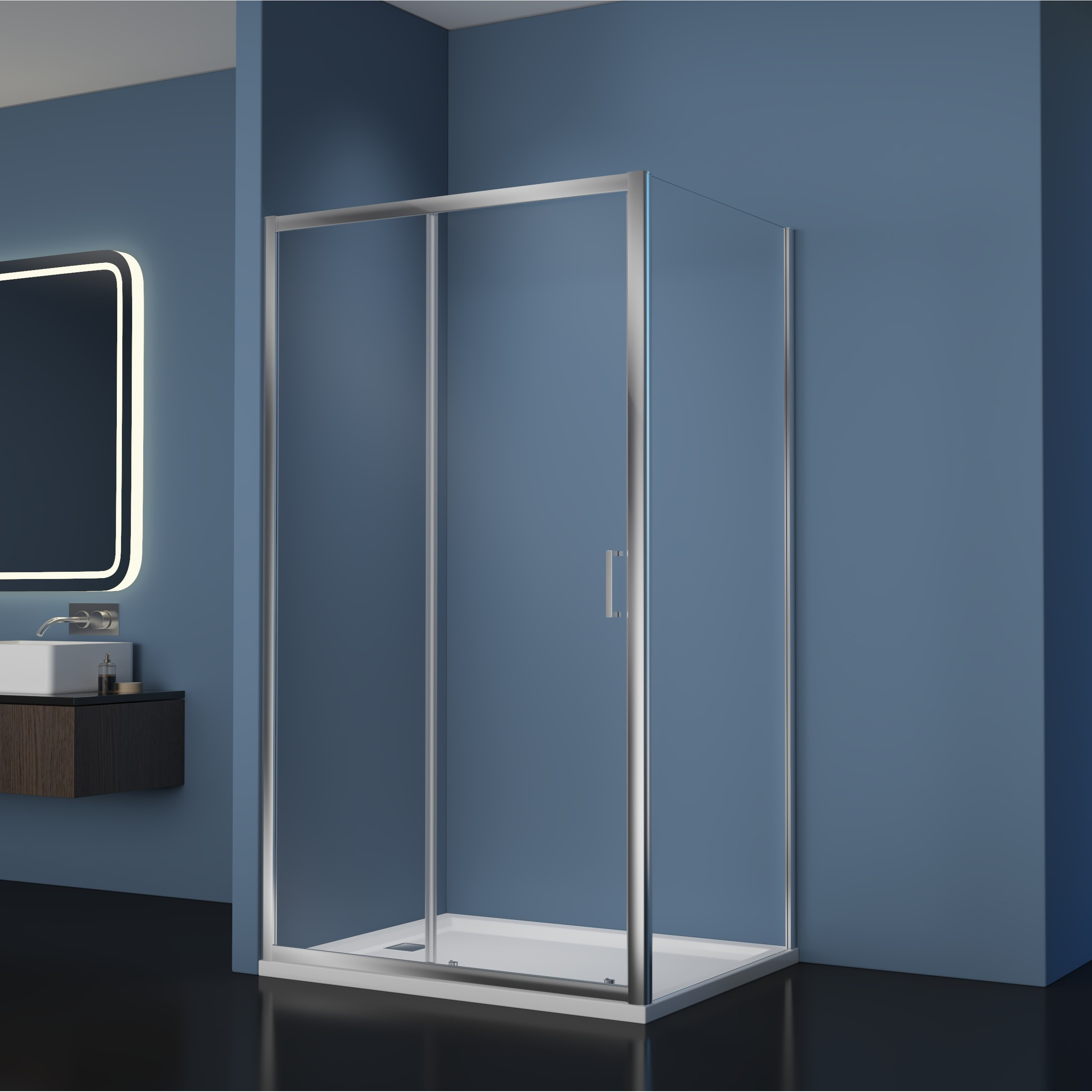 Ice 1000mm Sliding Door & 700mm Side Panel Enclosure Package With Tray ...