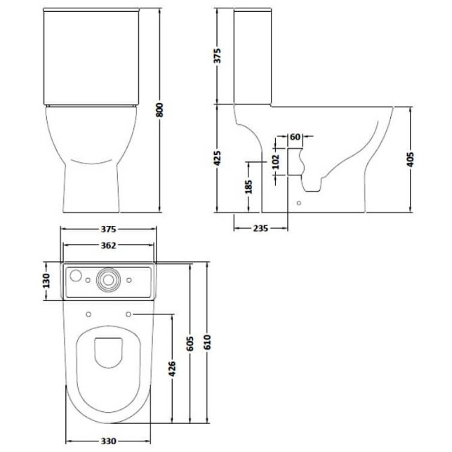 Metro Modern Rimless Short Projection Toilet + Soft Closing Seat ...