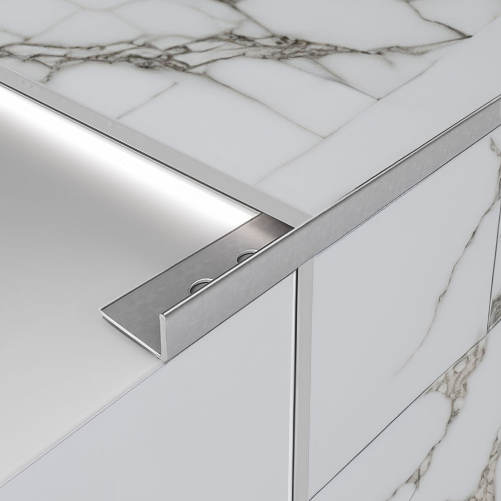 Polished Chrome Metal L- Straight Edge Trim - 15mm | JTPickfords.com