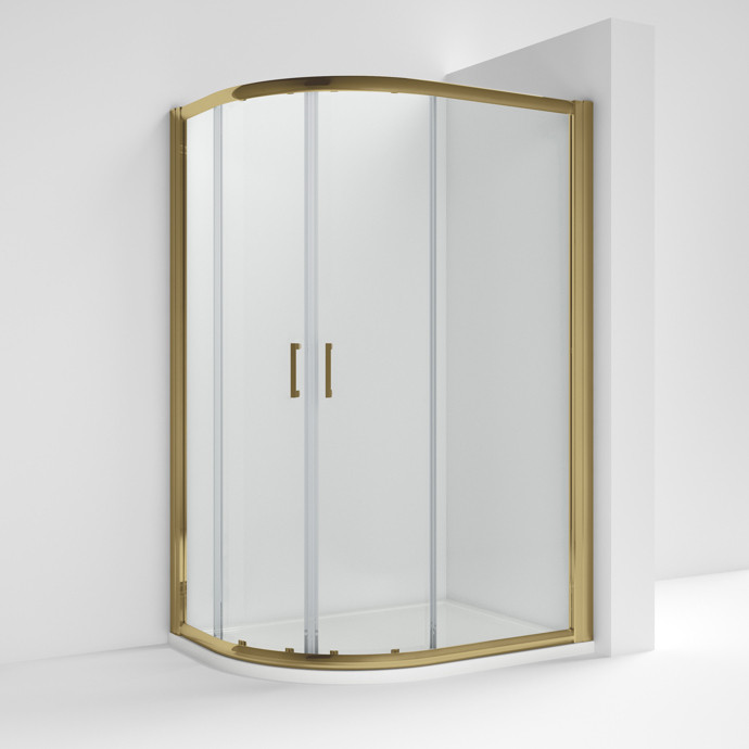 Kristal Brushed Brass Offset Quadrant Shower Cubicle 1000mm x 800mm ...