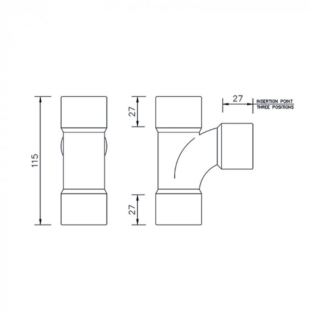 ABS Solvent Weld Tee 32mm Black | JTPickfords.com