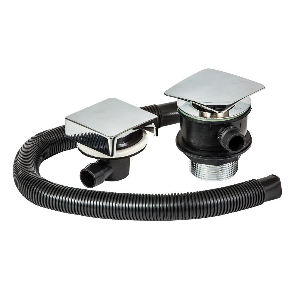 Square Chrome Push Button Bath Waste & Overflow | JTPickfords.com