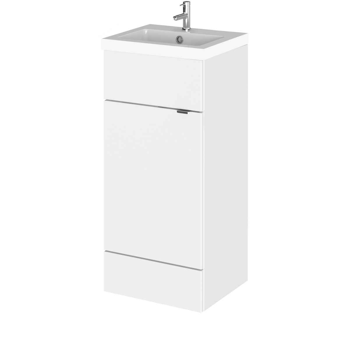 Hudson Reed Fusion White Gloss 400mm Vanity Unit & Basin (355mm Deep ...