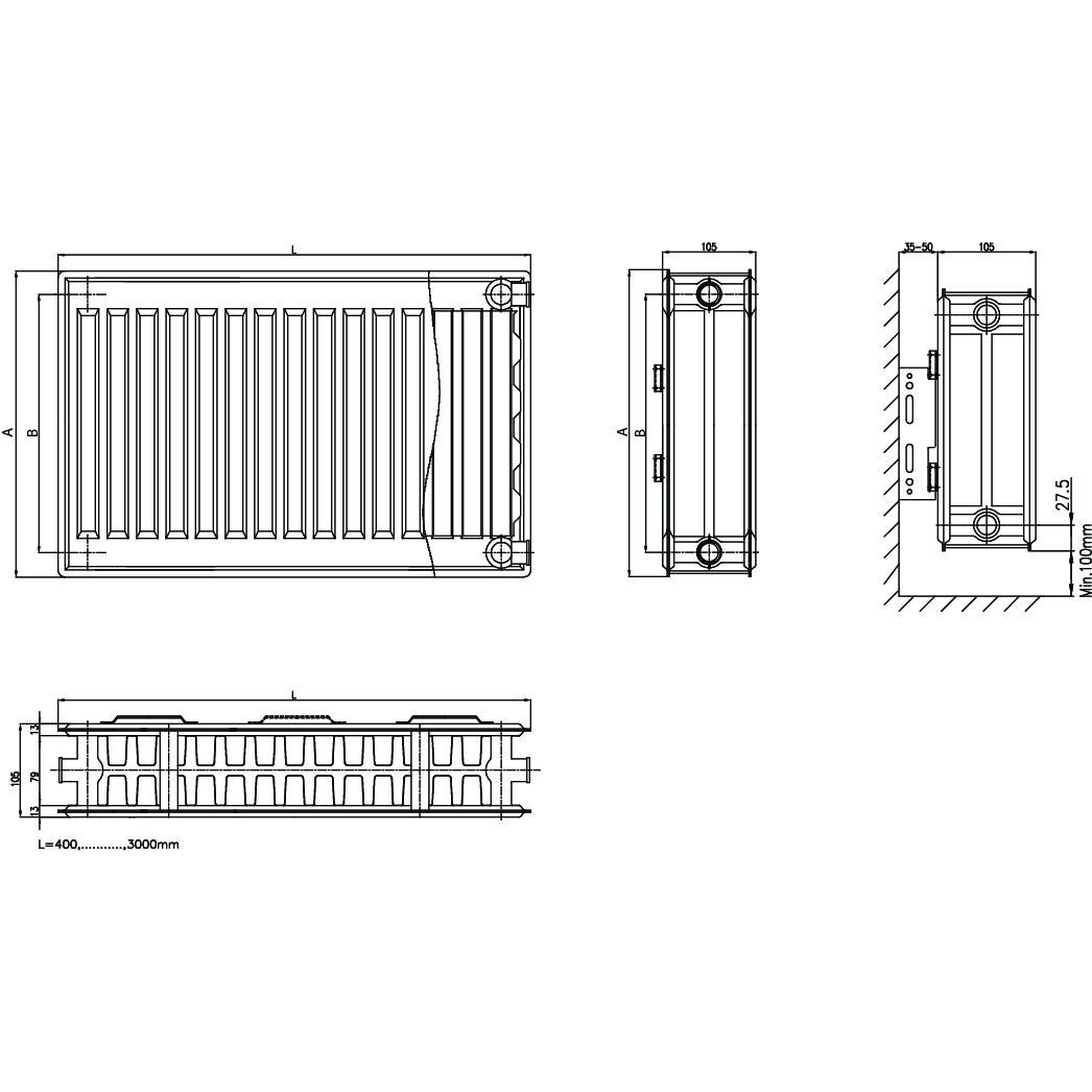 Kompact Type 22 Double-Panel Double Convector Radiator 600mm x 1100mm ...