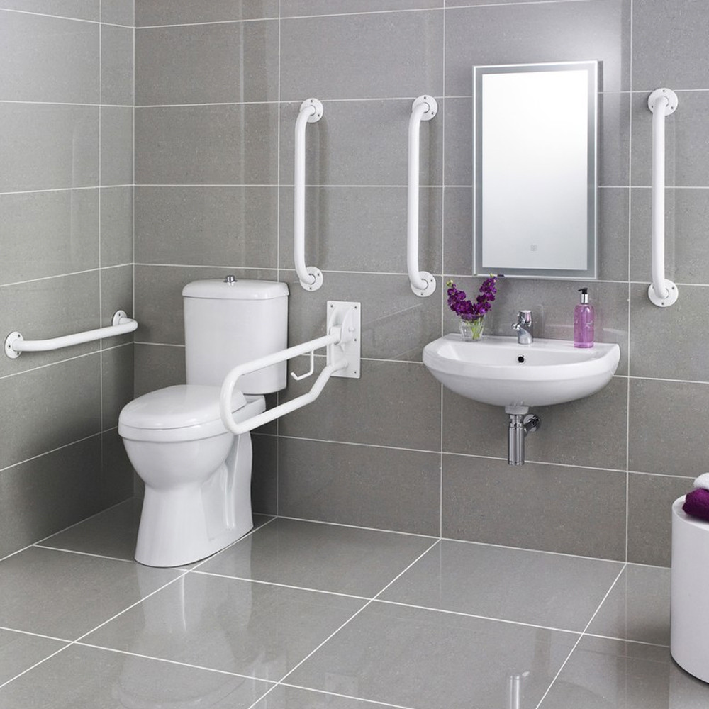 Doc M Pack - Disabled Toilet, Basin & Grab Rails - White | JTPickfords.com