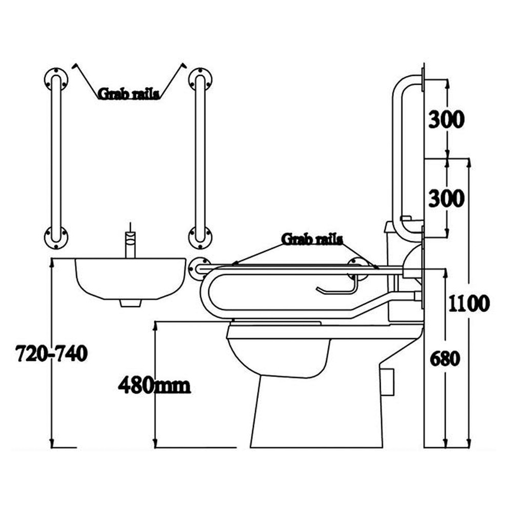 Doc M Pack - Disabled Toilet, Basin & Grab Rails - White | JTPickfords.com