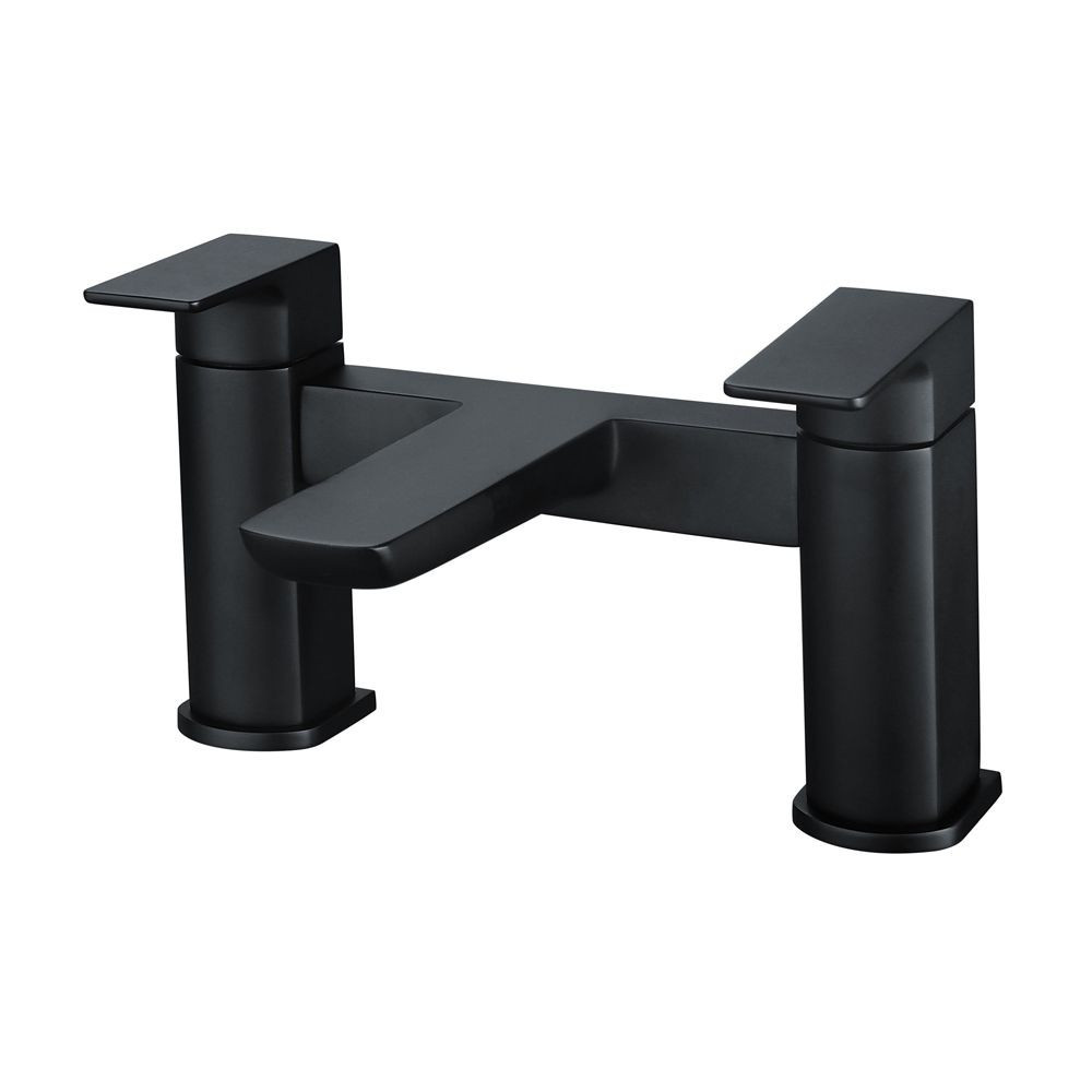 Hydro Matt Black Deck Mounted Bath Filler | JTPickfords.com