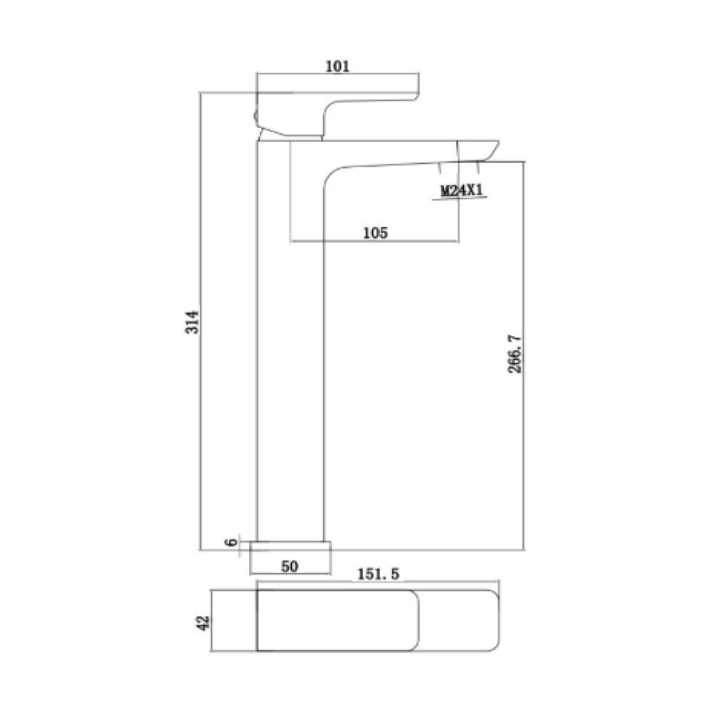 Hydro Matt Black High Rise Basin Mono Mixer | JTPickfords.com