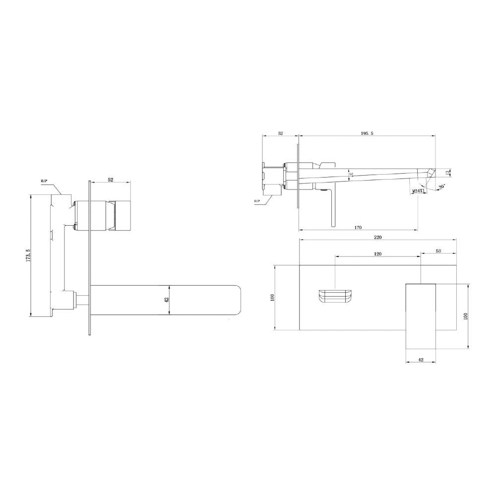 Hydro Matt Black Wall Mounted Basin Mixer | JTPickfords.com