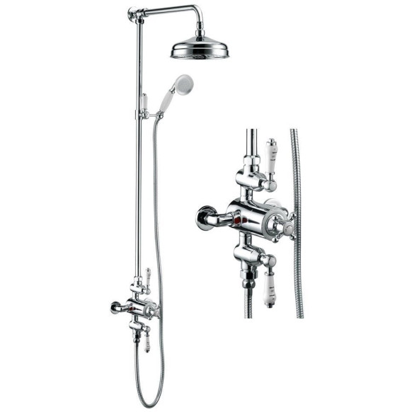 Hynar Traditional Chrome Thermostatic Dual Control Exposed Shower Mixer ...