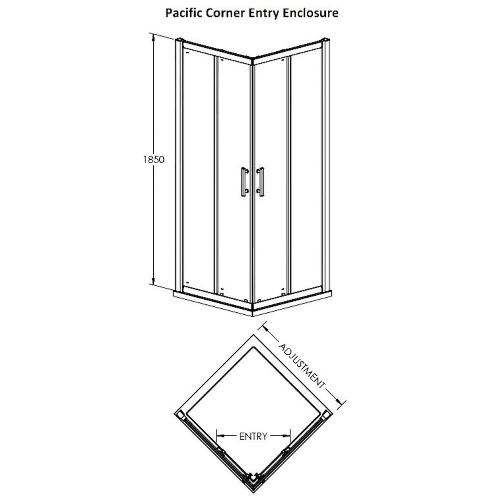 Pacific 760mm Corner Entry Enclosure Package With Tray & Waste ...