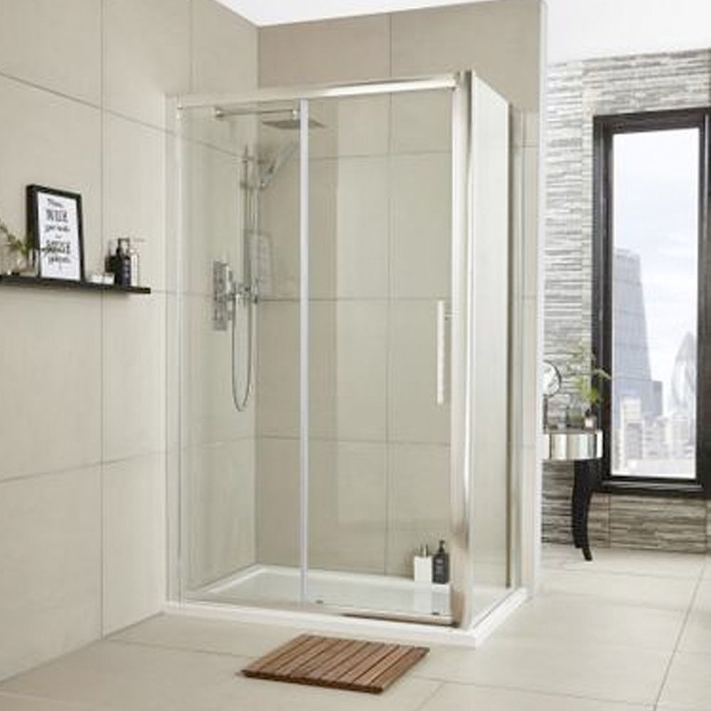 Hudson Reed Apex Chrome 1400mm Sliding Shower Door 8mm Glass (1950mm) | JTPickfords.com