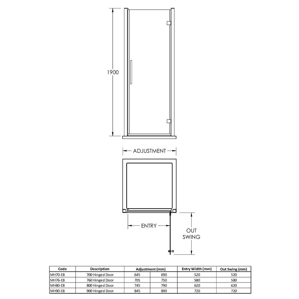Apex 700mm Hinged Door Square Enclosure Package With Tray & Waste ...
