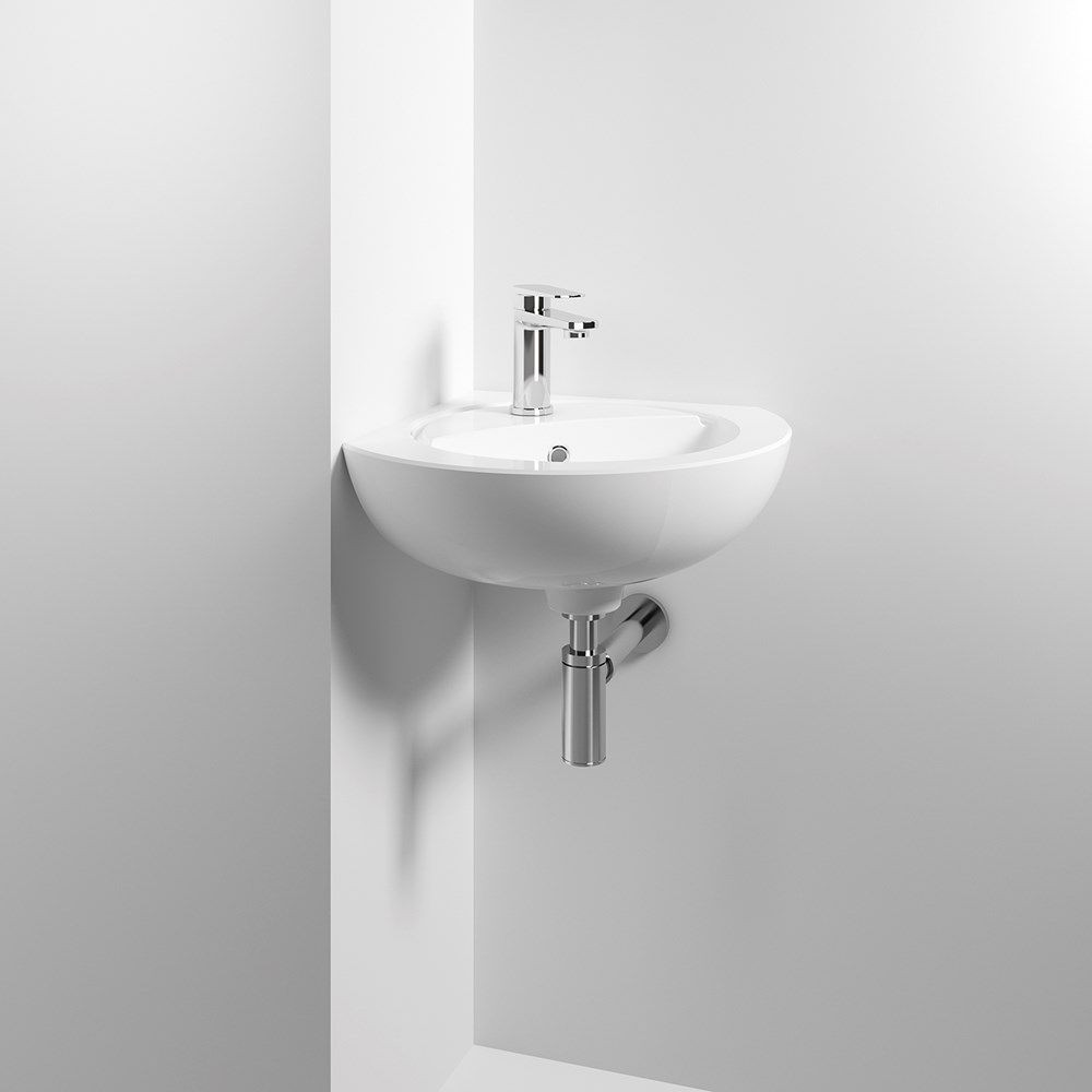 Corner Wall Mounted Basin 318mm - 1 Tap Hole | JTPickfords.com