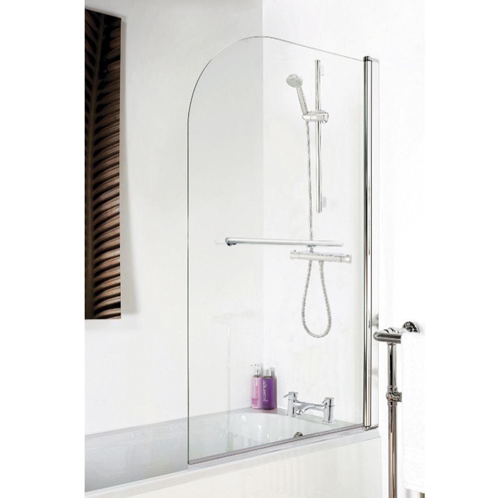 Arched Hinged Plain Bath Screen & Towel Rail 6mm | JTPickfords.com
