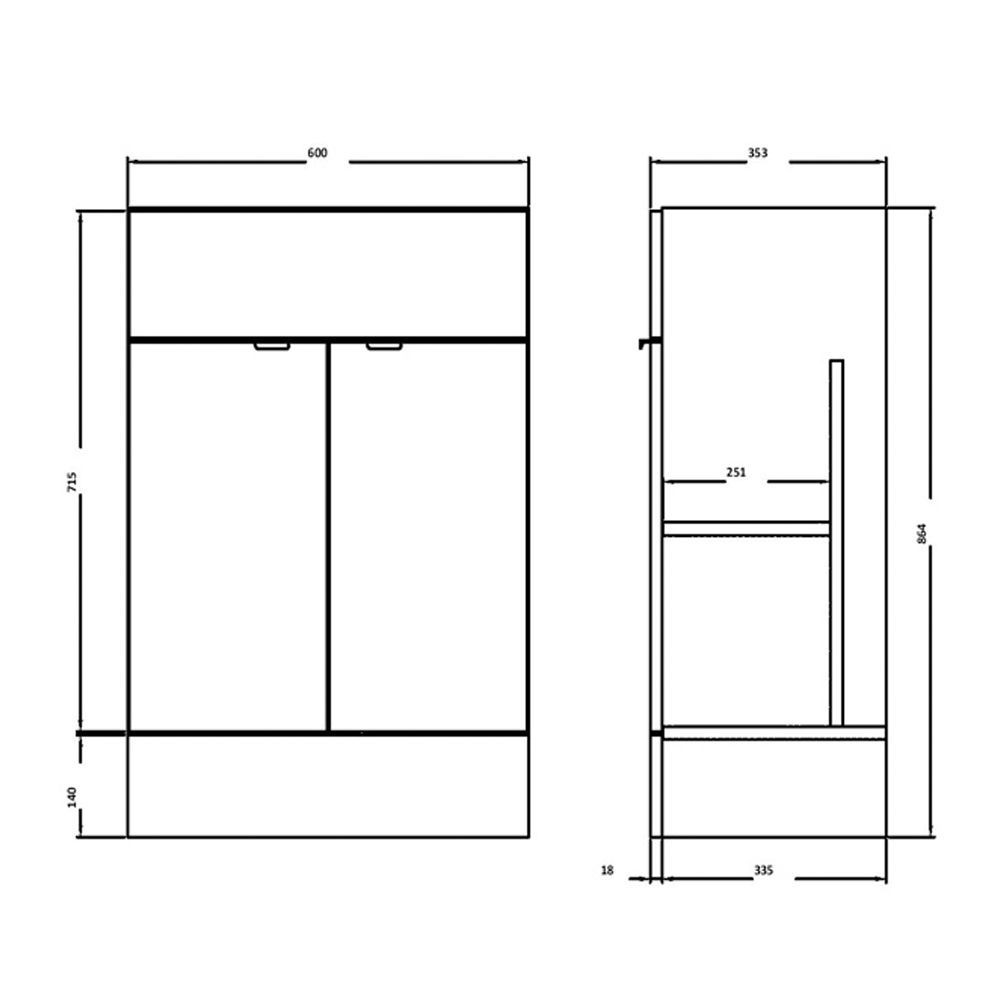 Hudson Reed Fusion White Gloss 600mm Basin Unit (355mm Deep ...
