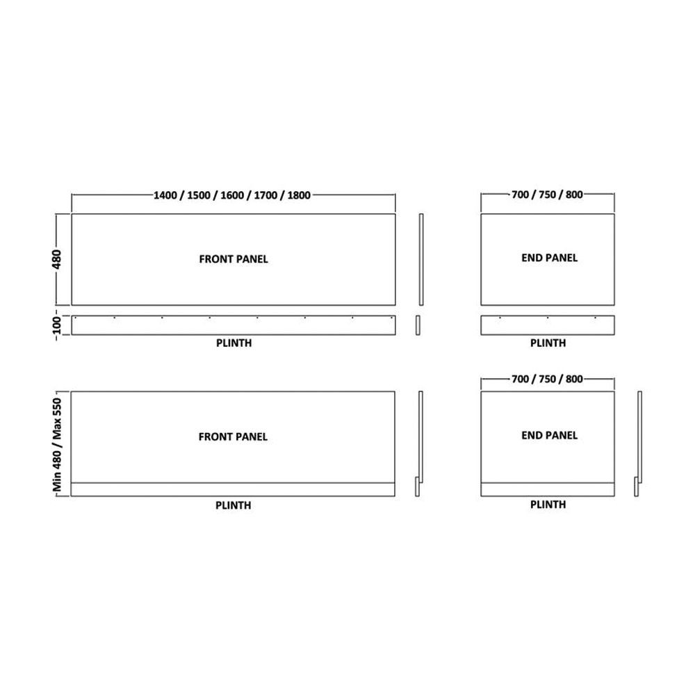 Anthracite Woodgrain 1700mm Bath Front Panel & Plinth | JTPickfords.com
