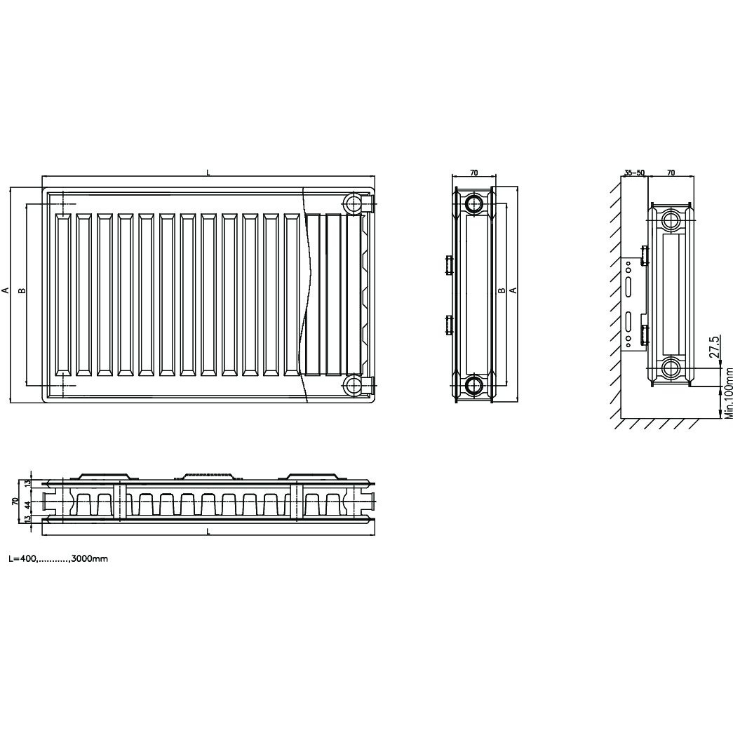 Kompact Type 21 Double-Panel Single Convector Radiator 600mm x 1100mm ...