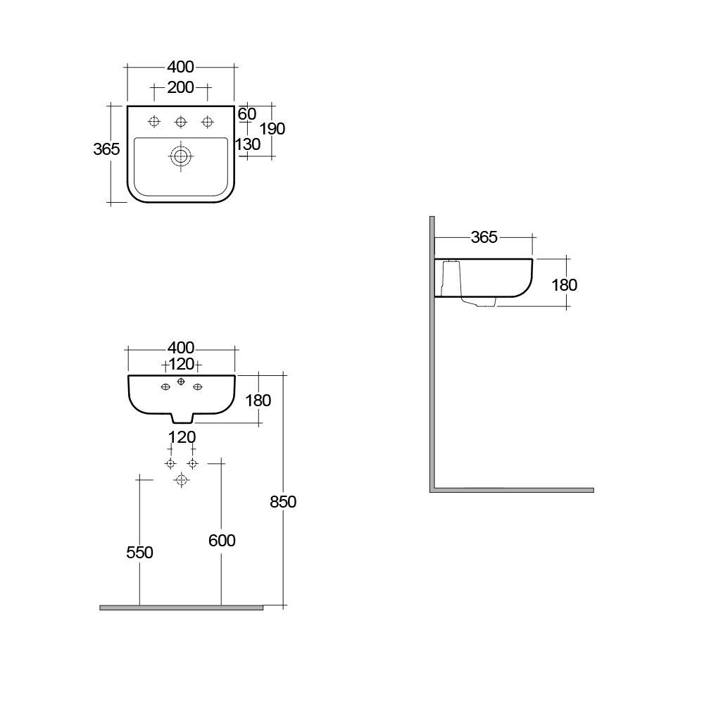 RAK Series 600 400mm Hand Basin - 1 Tap Hole | JTPickfords.com