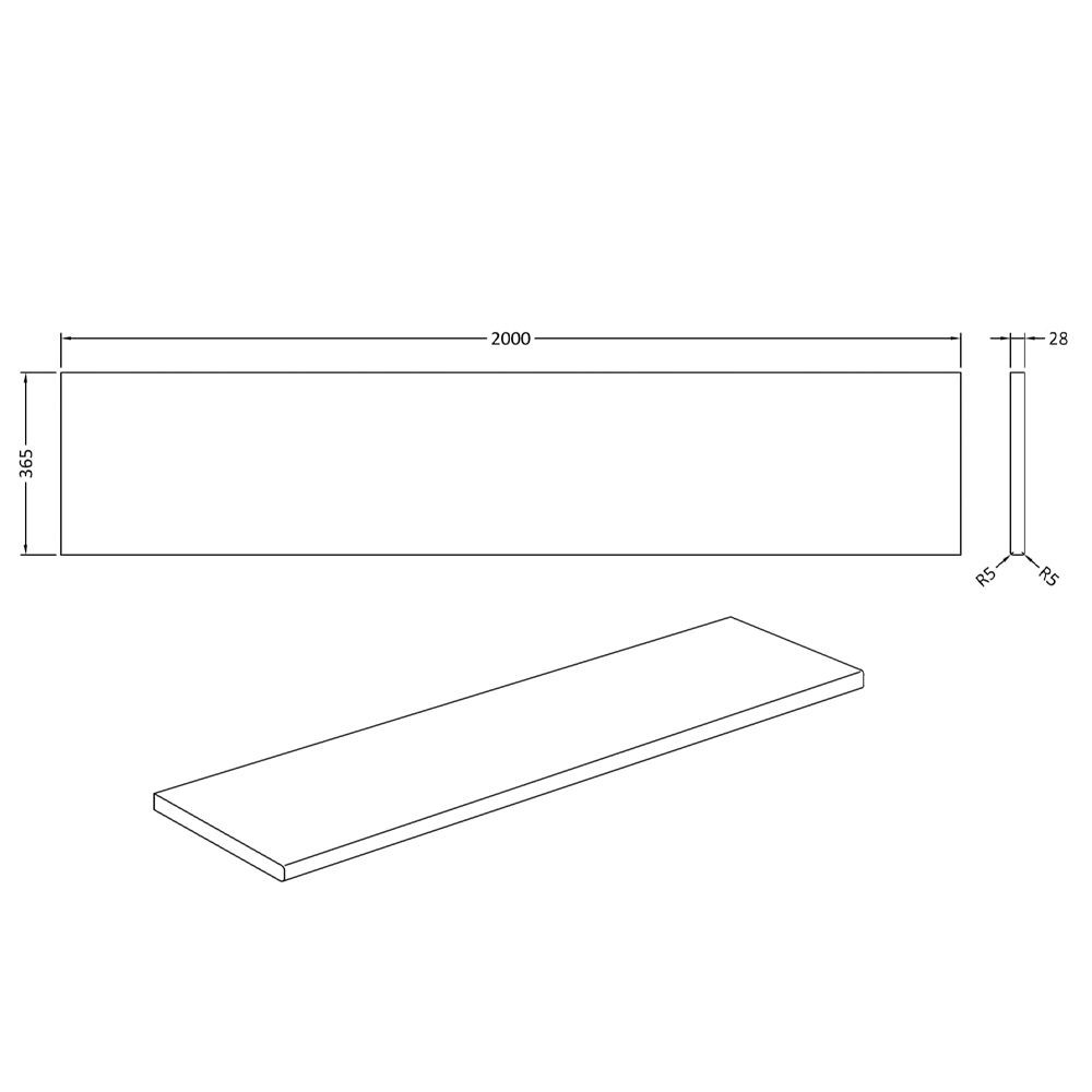 Fusion White Gloss Laminate Worktop 2000mm x 365mm x 28mm | JTPickfords.com