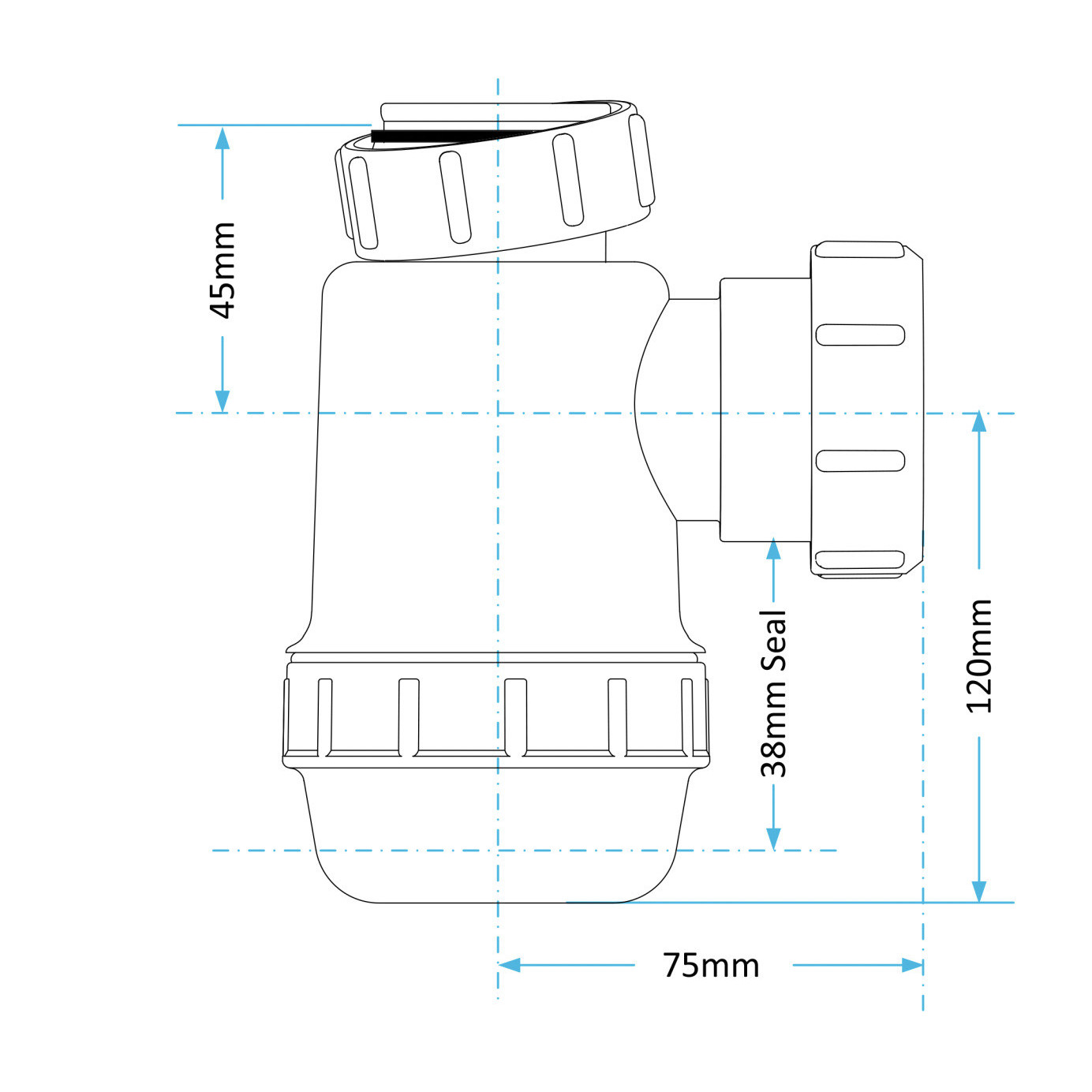 Viva Sanitary 40mm (1 1/2") EASI-FLO Shallow Bottle Trap | JTPickfords.com